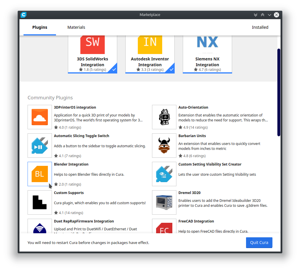 Guide: Plugin installation in Ultimaker Cura